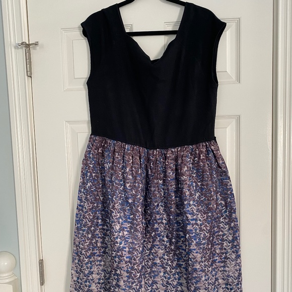 Dresses | Mi Xt By Heidi Weisel Black And Purple Dress Knit Top Posh ...